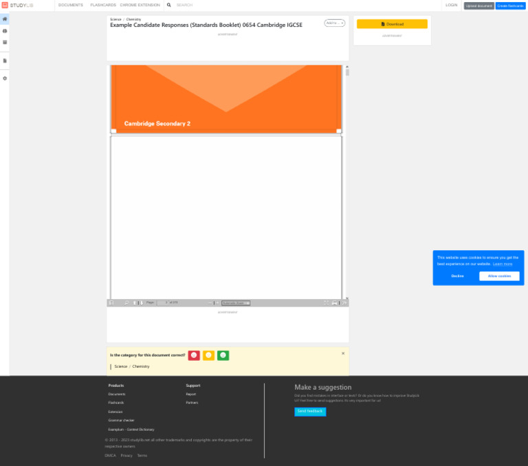Example Candidate Responses (Standards Booklet) 0654 Cambridge IGCSE ...