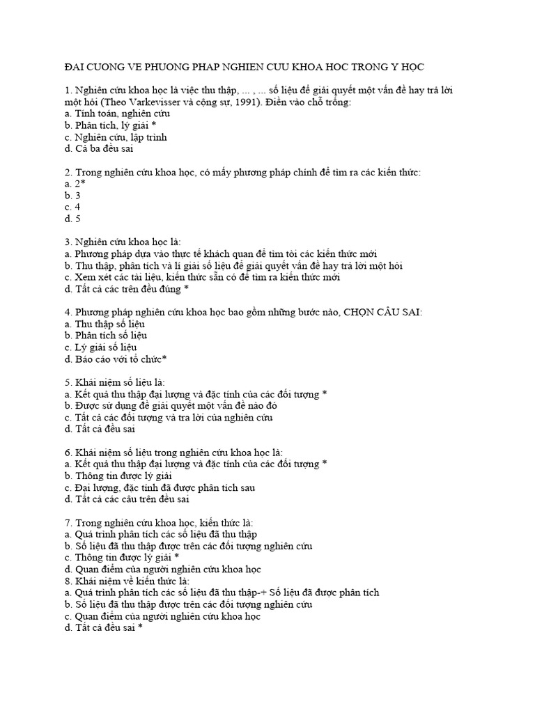 ĐAI CUONG VE PHUONG PHAP NGHIEN CUU KHOA HOC TRONG Y HỌC | PDF