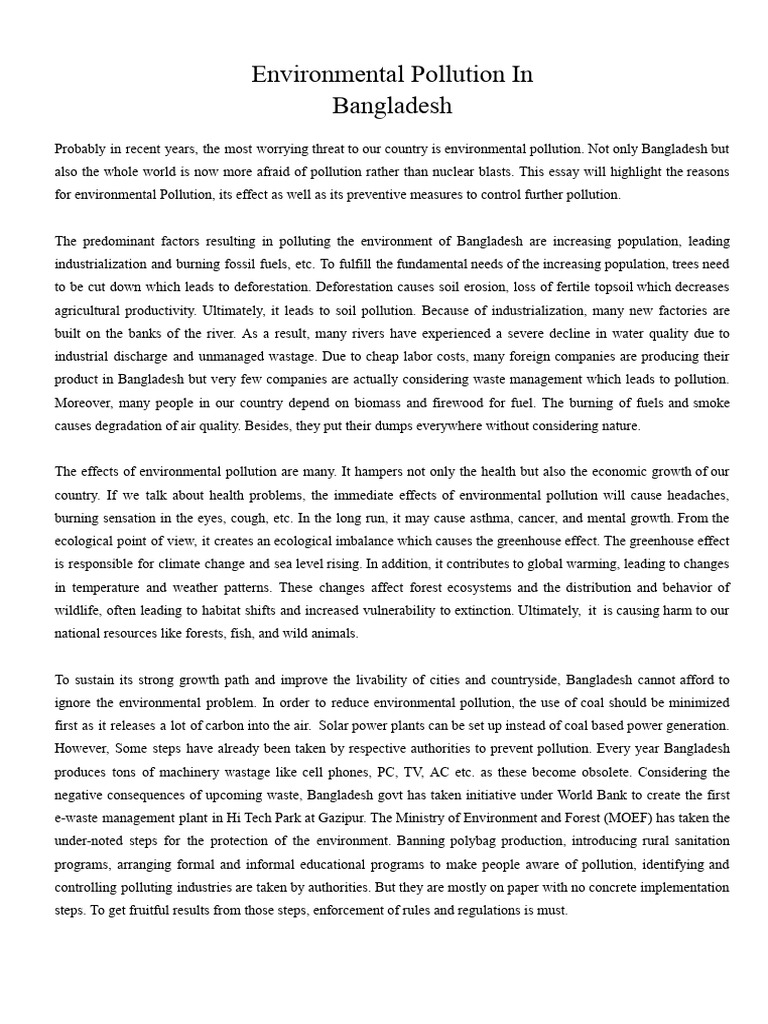 Environmental Pollution in Bangladesh. Luminous | PDF | Pollution ...