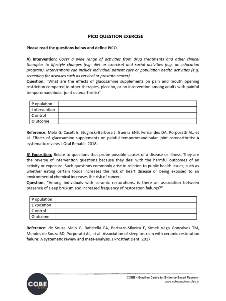 Exercicio PICOS A | PDF | Prevalence | Osteoarthritis
