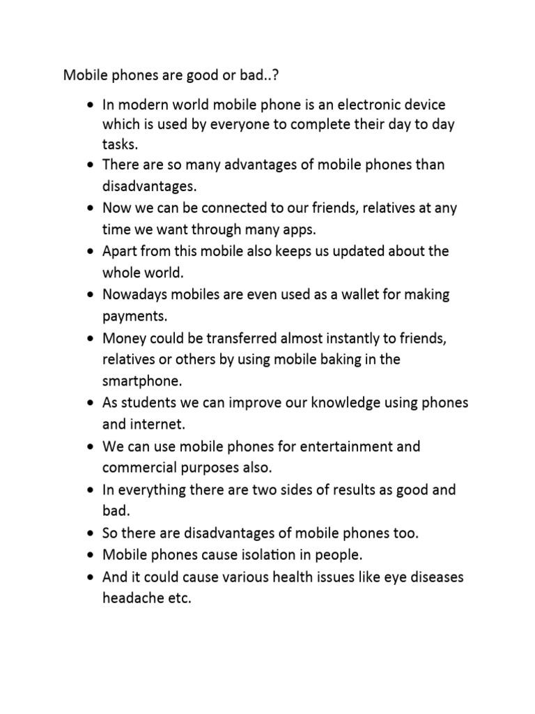 Mobile Phones Are Good or Bad | PDF | Social Science