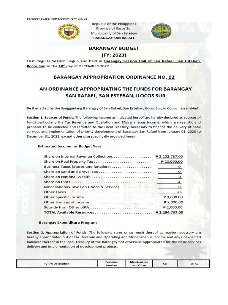 Barangay Budget 2020 | PDF | Taxes | Economies