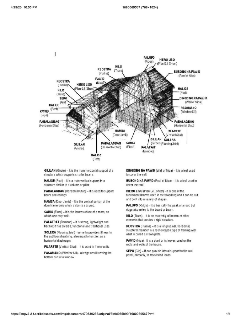 Parts of Bahay Na Bato | PDF