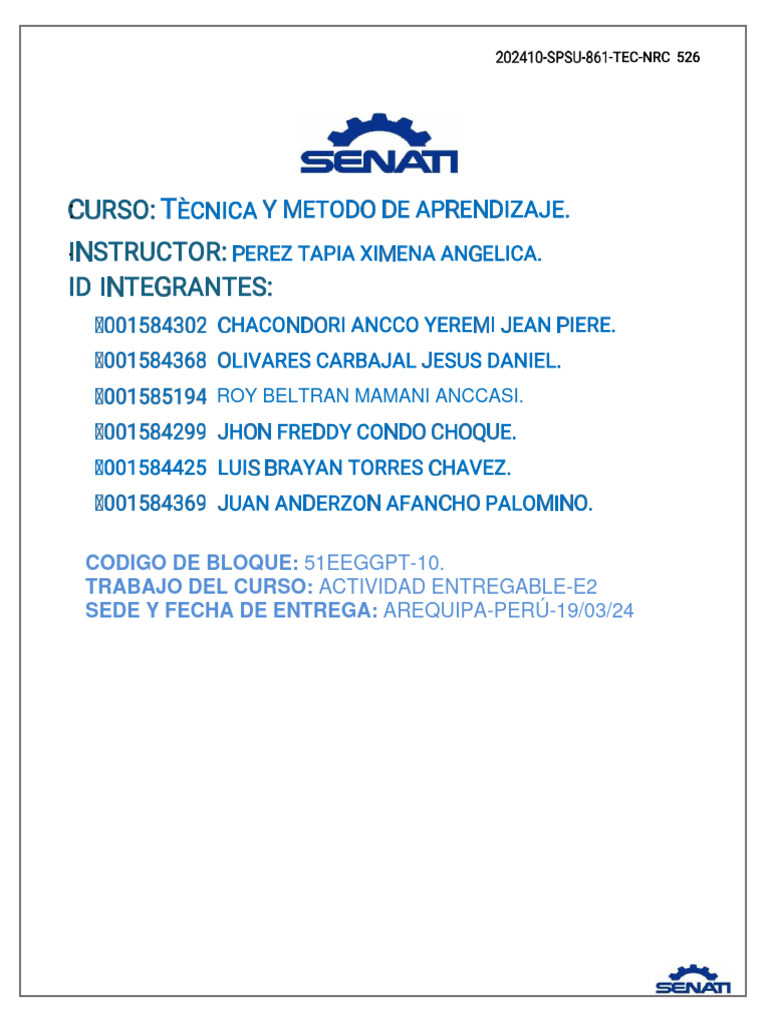 ENTREGABLE-E2 Trabajo de Tècnica y Metodo de Proyecto | PDF | Seguridad ...