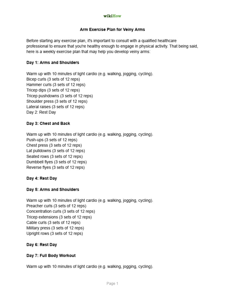 Arm Exercise Plan For Veiny Arms | PDF | Self-Improvement | Wellness