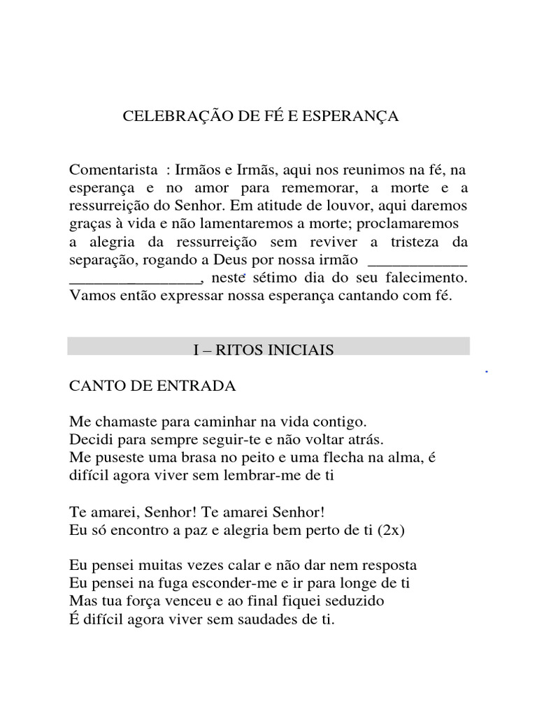 Celebração SETIMO DIA | PDF | Deus | Oração
