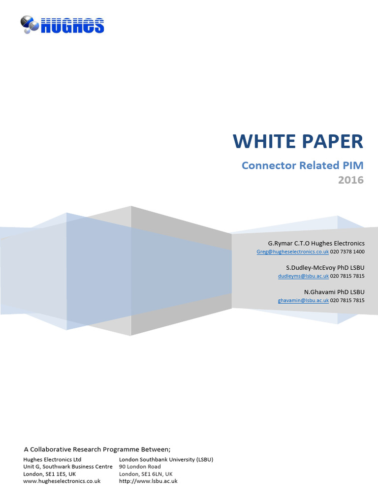 White Paper Connector Related PIM | PDF | Electromagnetic Interference ...