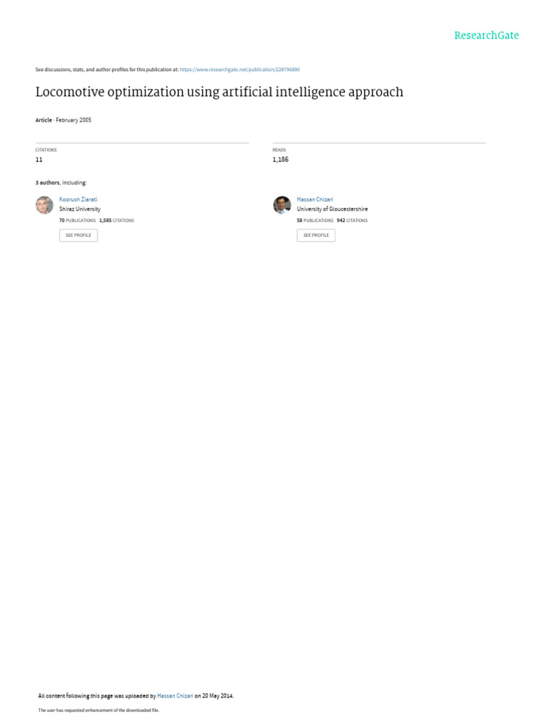 Locomotive Optimization Using Artificial Intellige | PDF | Mathematical Optimization | Genetic ...