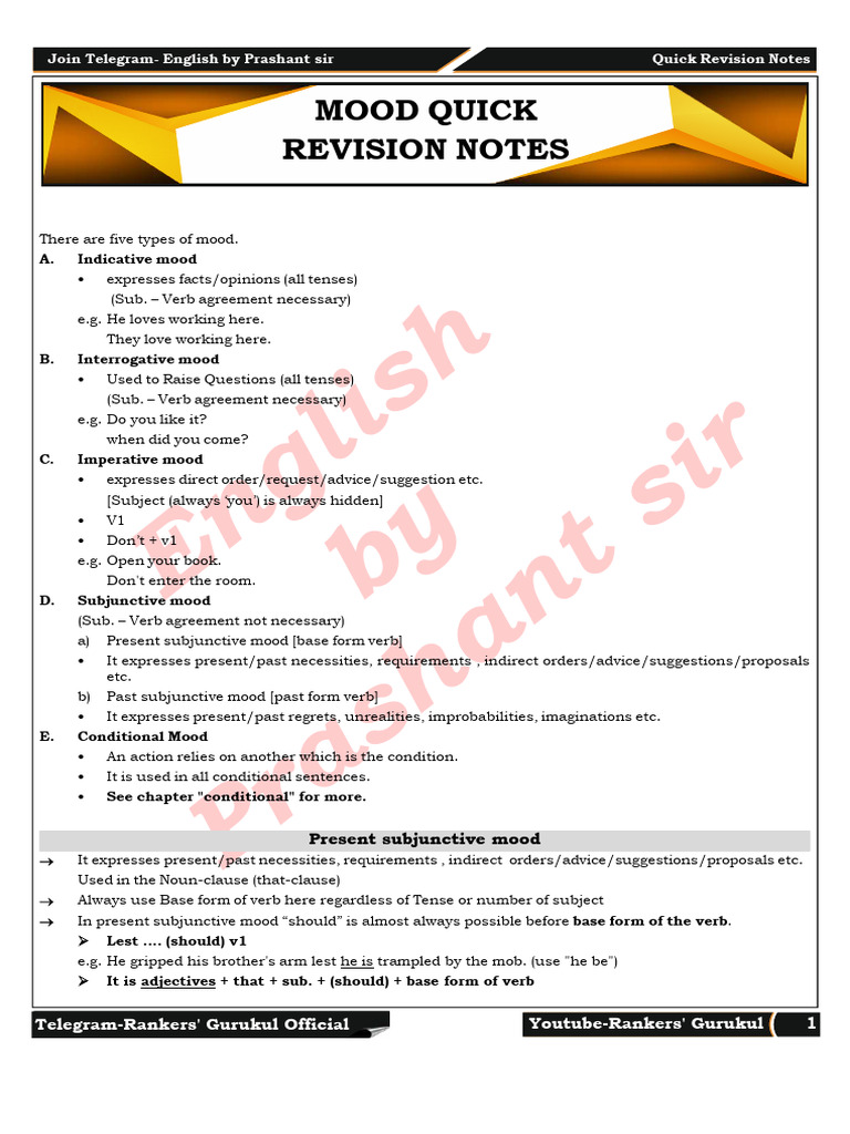 Mood & Conditional Sentences | PDF | Verb | Language Mechanics