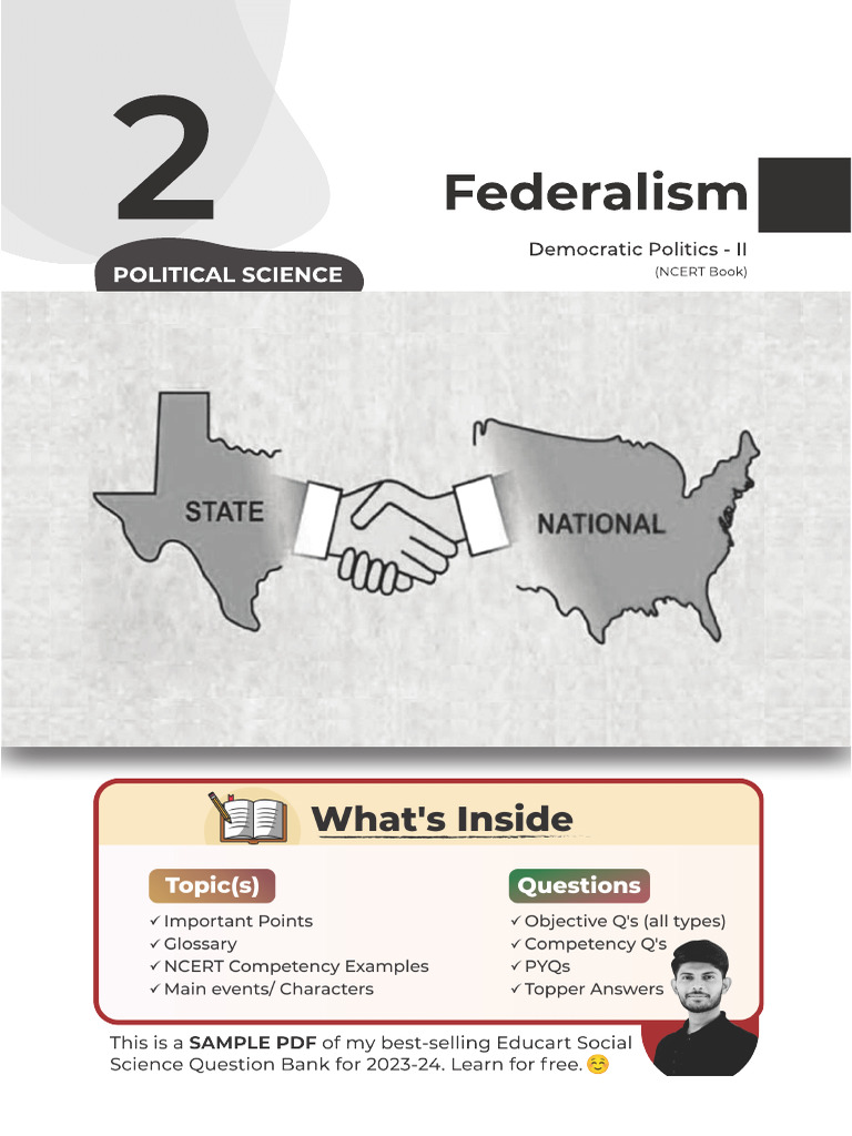 CBSE X SST_14 Pol Sci 2 (Federalism) | PDF | Federalism | Federation
