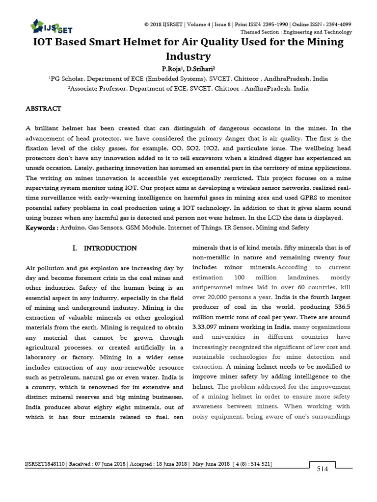 IoT Smart Helmet for Mining Safety | PDF | Internet Of Things | Piezoelectricity