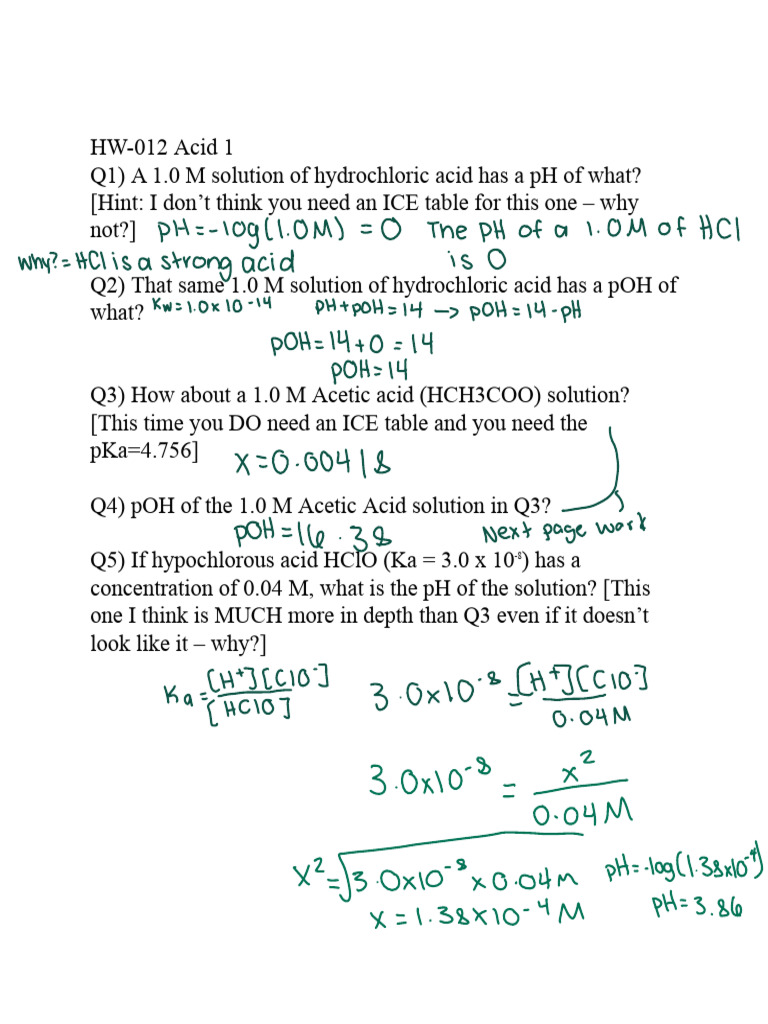 Chem1212 SP24 HW12 Acid 11 | PDF | Ph | Acid