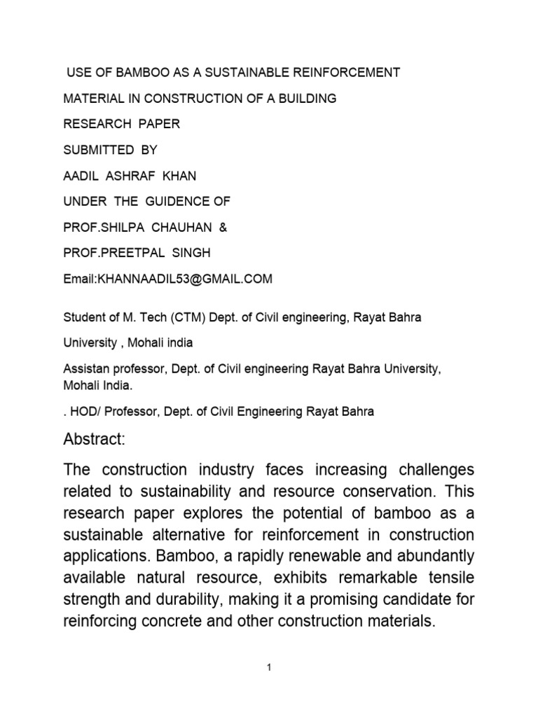 Bamboo as Sustainable Construction Reinforcement | PDF | Concrete ...