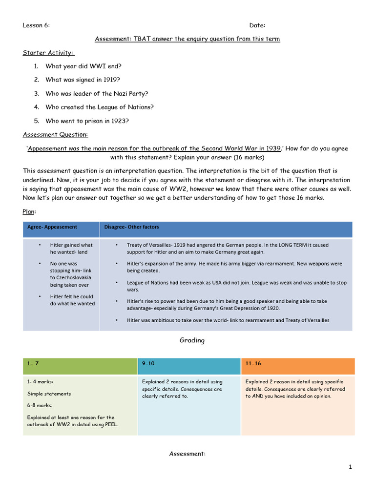 History Lesson: WW2 Causes Analysis | PDF | Adolf Hitler | Nazi Germany