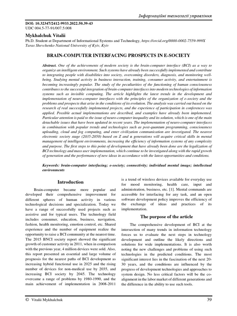 Brain-Computer Interfaces in E-Society | PDF | Electroencephalography ...