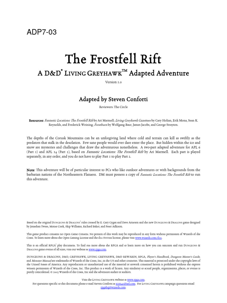 D&D 3.5E - Greyhawk - Living Greyhawk - Adapted Adventure - Adp7-03 ...