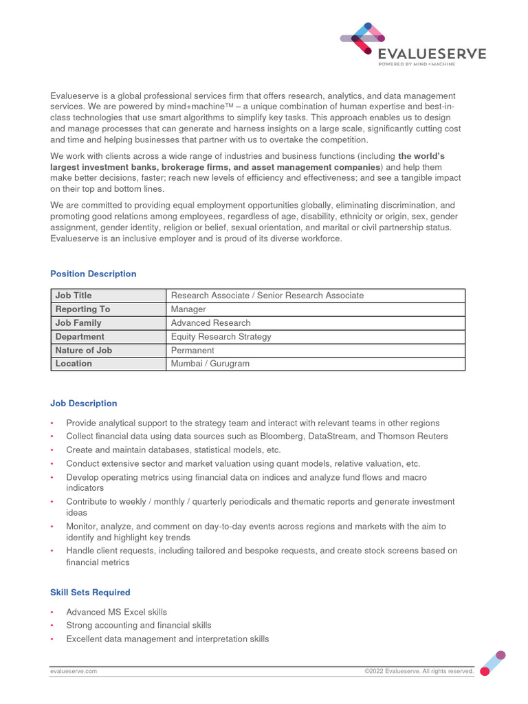 JD - Evalueserve - FS - Equity Strategy - BASBA | PDF | Valuation ...