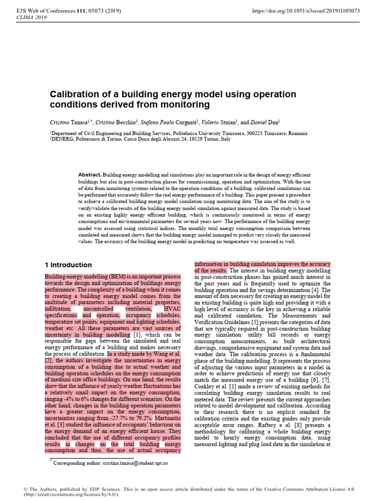 Calibration of A Building Energy Model Using Operatio | PDF ...