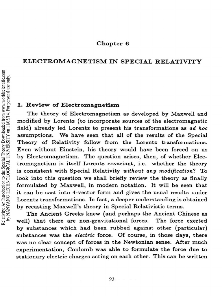 electromagnetism-in-special-relativity-1989 ch 6 | PDF | Special Relativity | Force