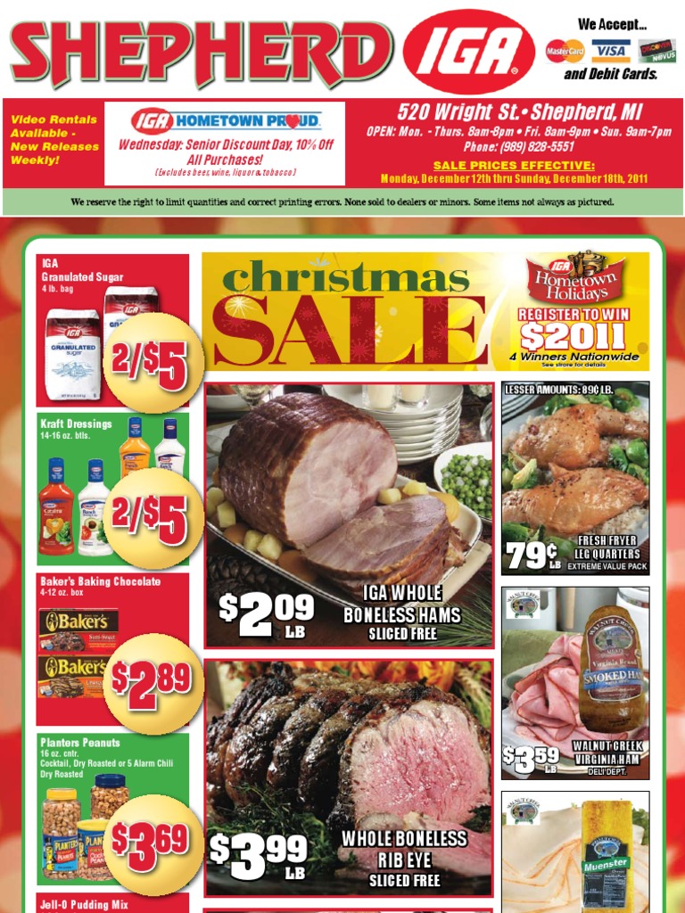 520 Wright St. - Shepherd, Mi: Iga Whole Boneless Hams | PDF | Cuisine ...