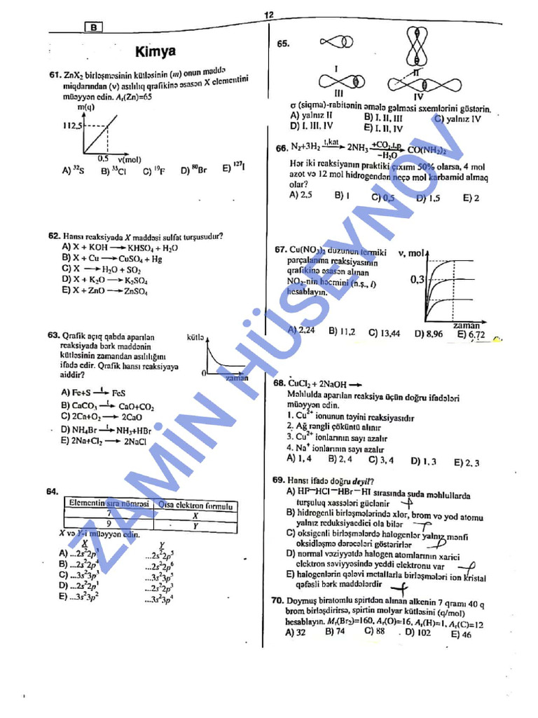 Kimya - 2022 1-Ci Qrup DİM Sınağı | PDF