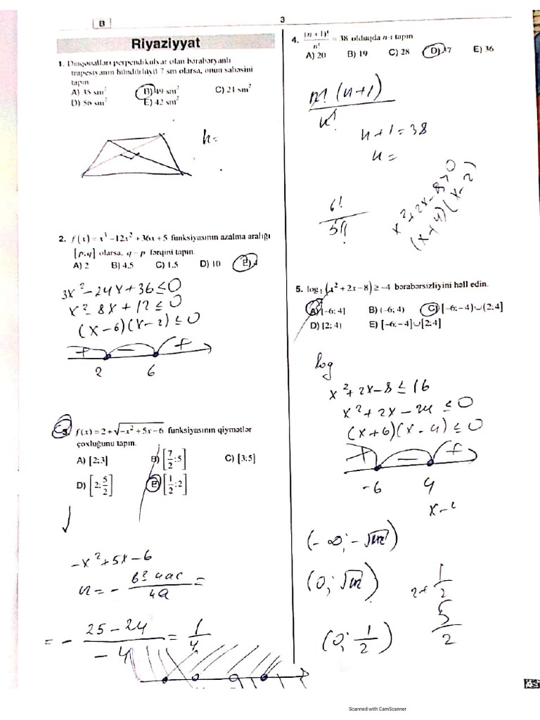 Riyaziyyat - 28.07.2021 I Qrup Qəbulu (2-Ci MƏRHƏLƏ) | PDF