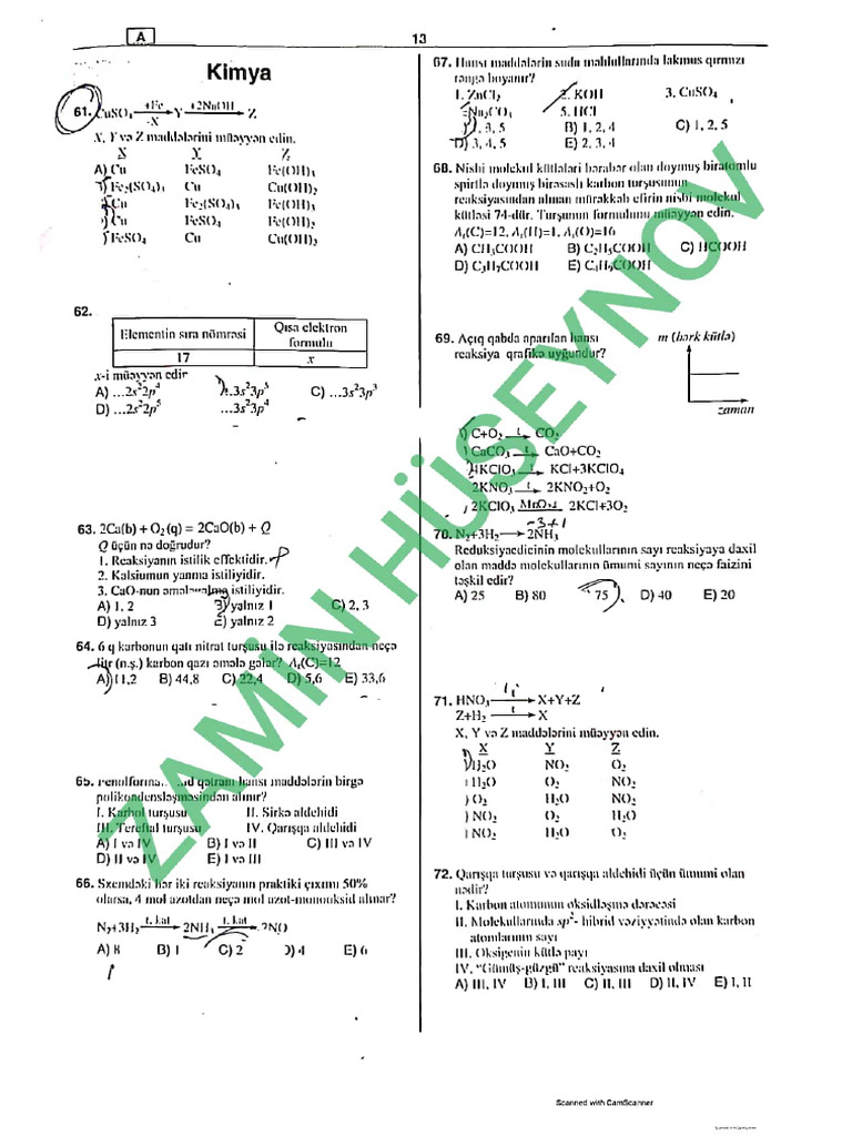 Kimya - 2022 2-Ci CƏHD 1-Ci Qrup Qəbulu | PDF