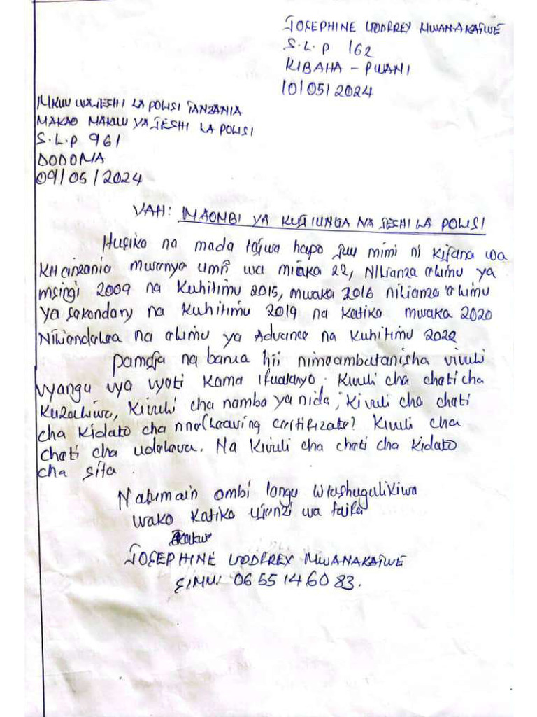 Barua Ya Maombi-Compressed | PDF