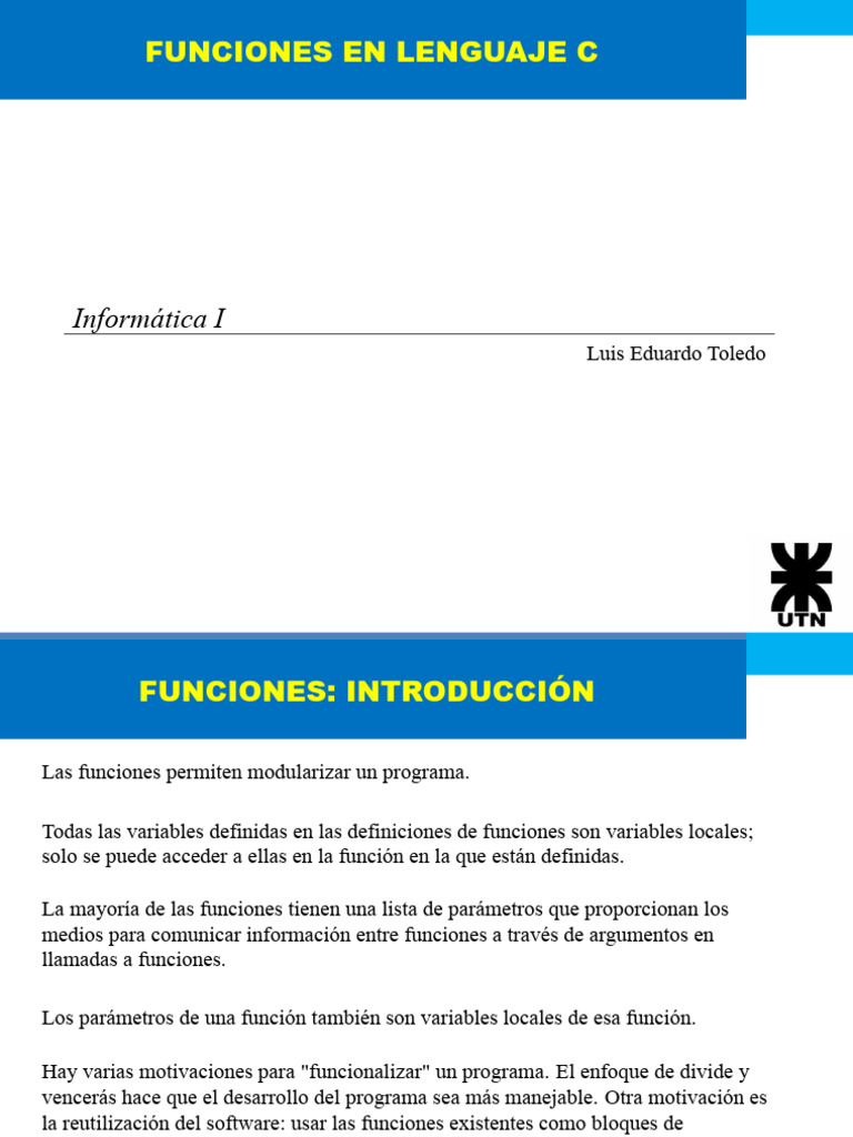 Unidad 7 - Funciones en Lenguaje C (1) | Descargar gratis PDF | Programa de computadora ...