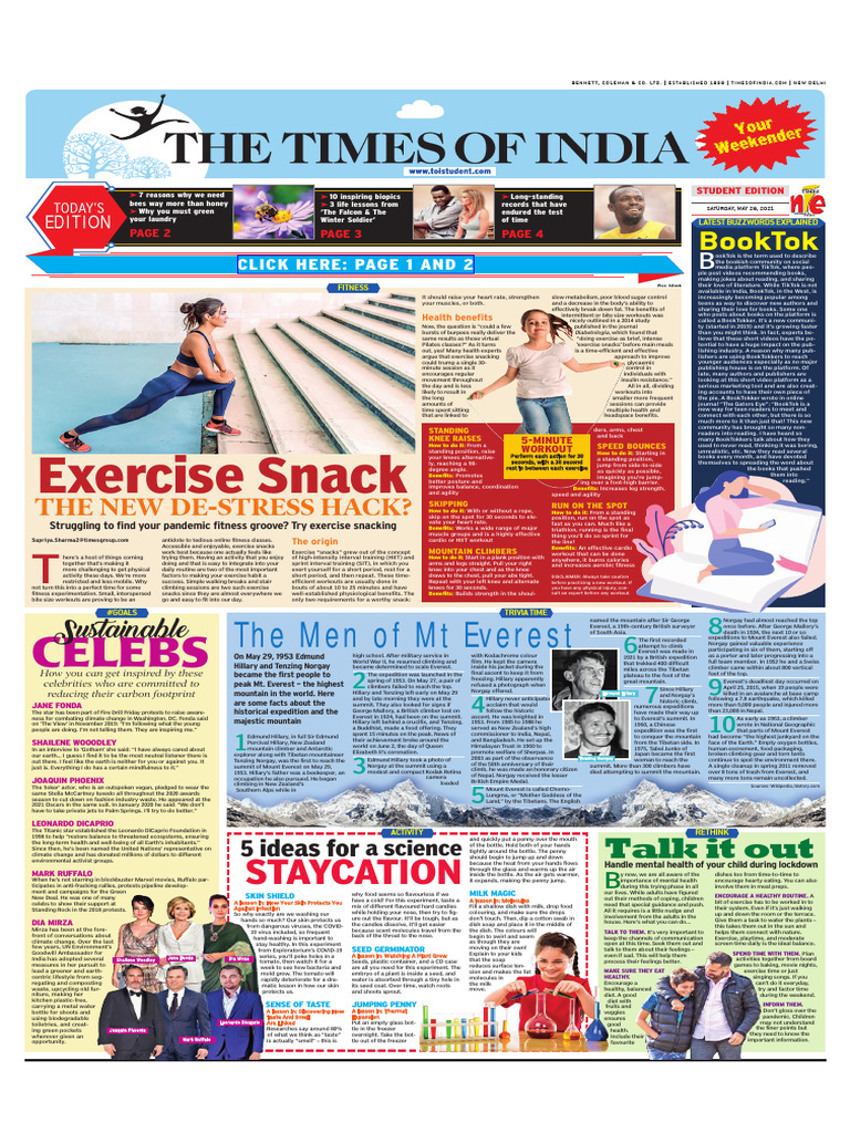 Times NIE Web Ed MAY29 2021 Page1 4 | PDF | Mount Everest