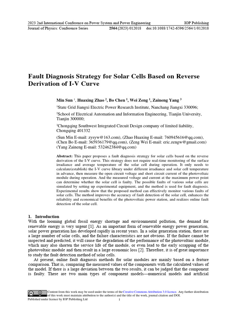Fault Diagnosis Strategy For S Pdf Photovoltaics Solar Cell