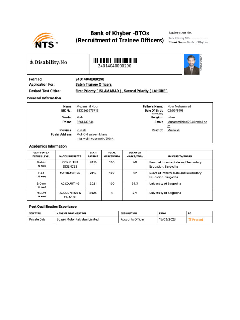 NTS - Candidate (Portal) | PDF