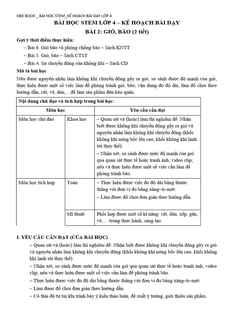 BH Stem 4 - Bài 2 - Gió Bão - KHBD | PDF