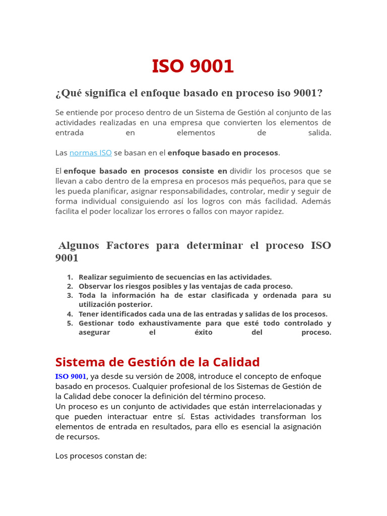 Iso 9001 | PDF | Calidad (comercial) | Gestión de la calidad