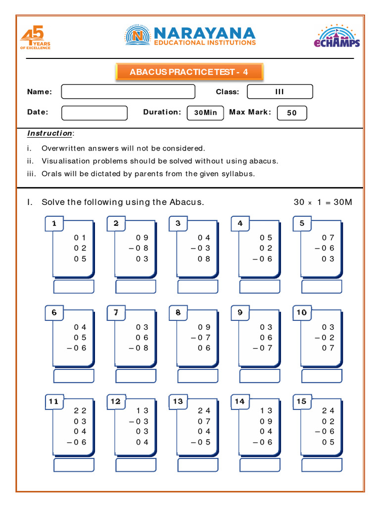 Ap & TS Abacus Class Iii Practice Sheet (Term Ii) - 4 - 20240318 ...