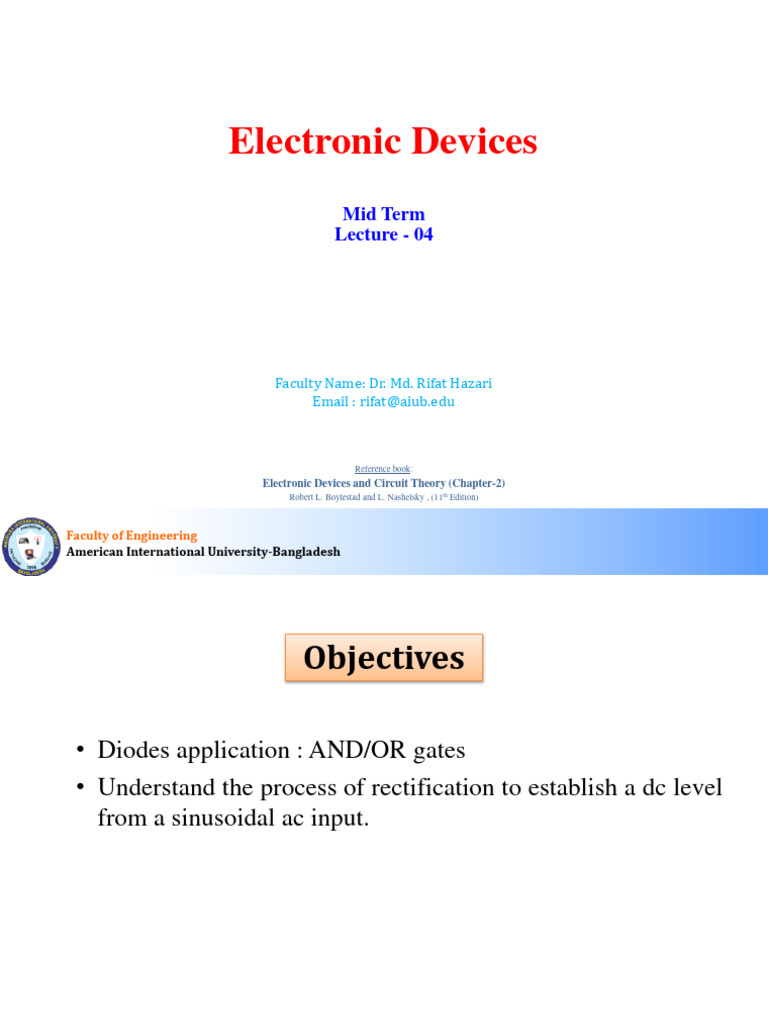 ED - Mid Lecture-4 Updated | PDF | Rectifier | Diode