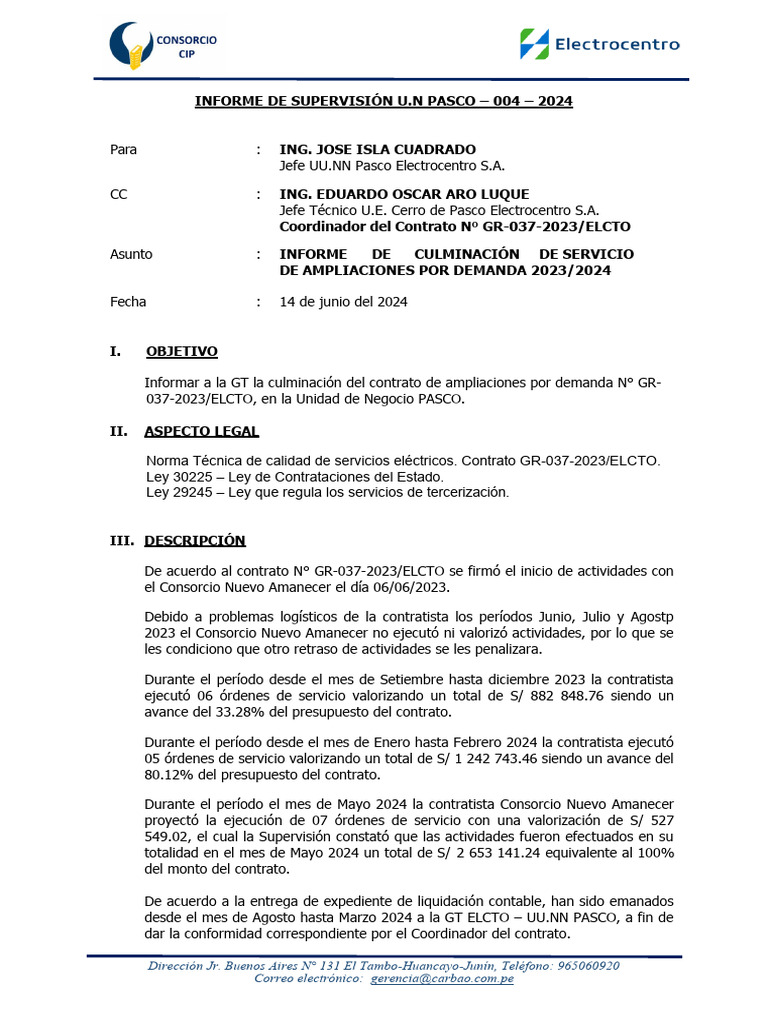Informe de Supervisión Un Pasco 004-2024 | PDF