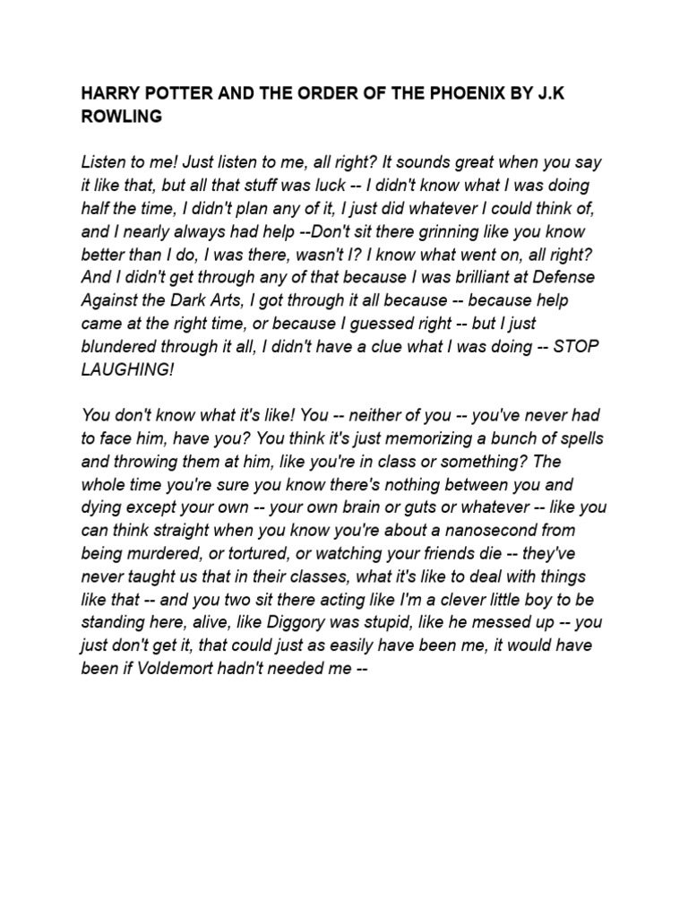 Harry Potter - Lamda Children's Monologue | PDF