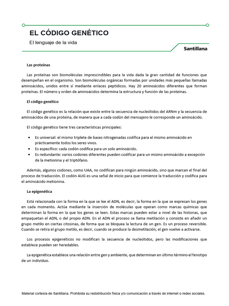 El Código Genético | PDF