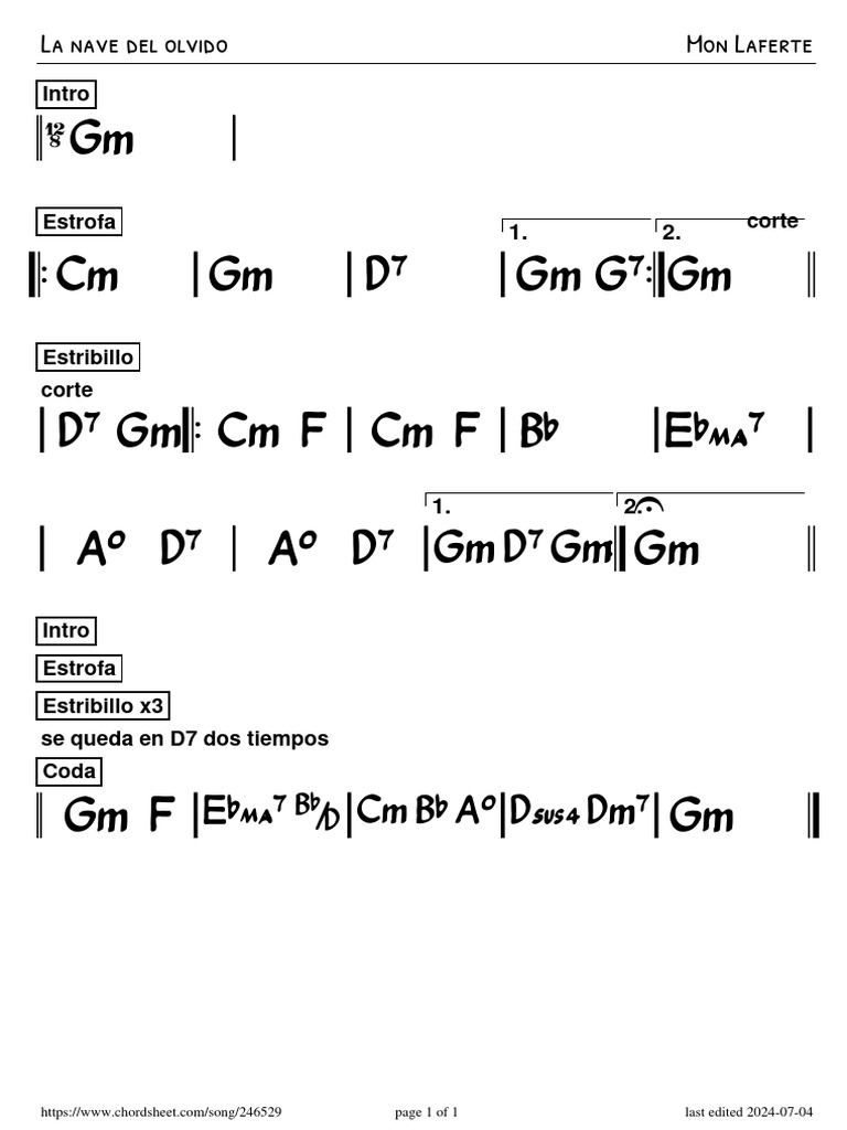 La Nave Del Olvido Mon Laferte Chart | PDF