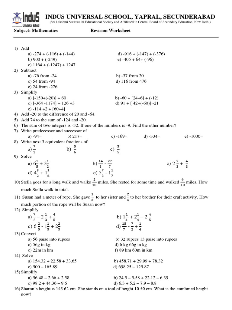 Grade-6, Math Practice Worksheet | PDF | Area | Length