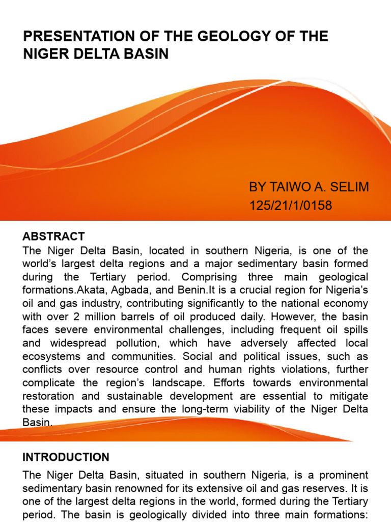 Presentation of the Geology of the Niger Delta Basin | Download Free ...