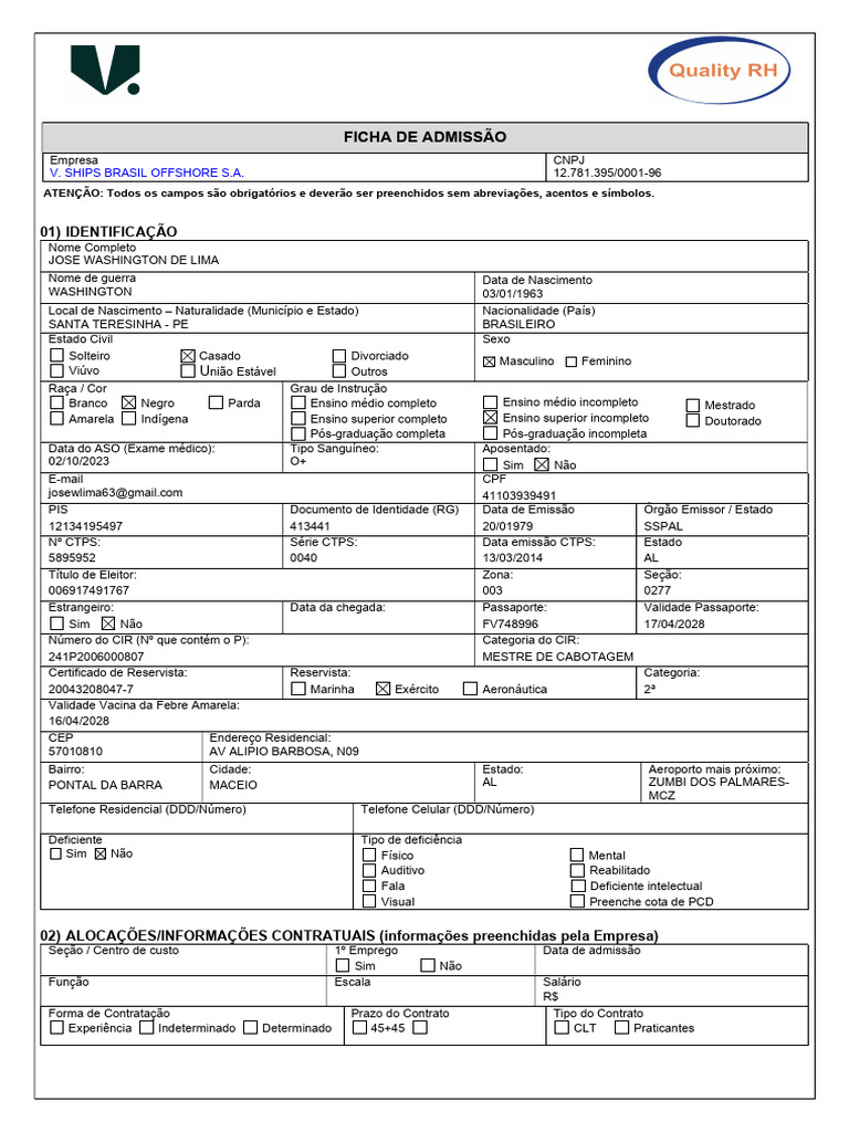 Ficha Cadastral Vships | PDF | Conta de transação