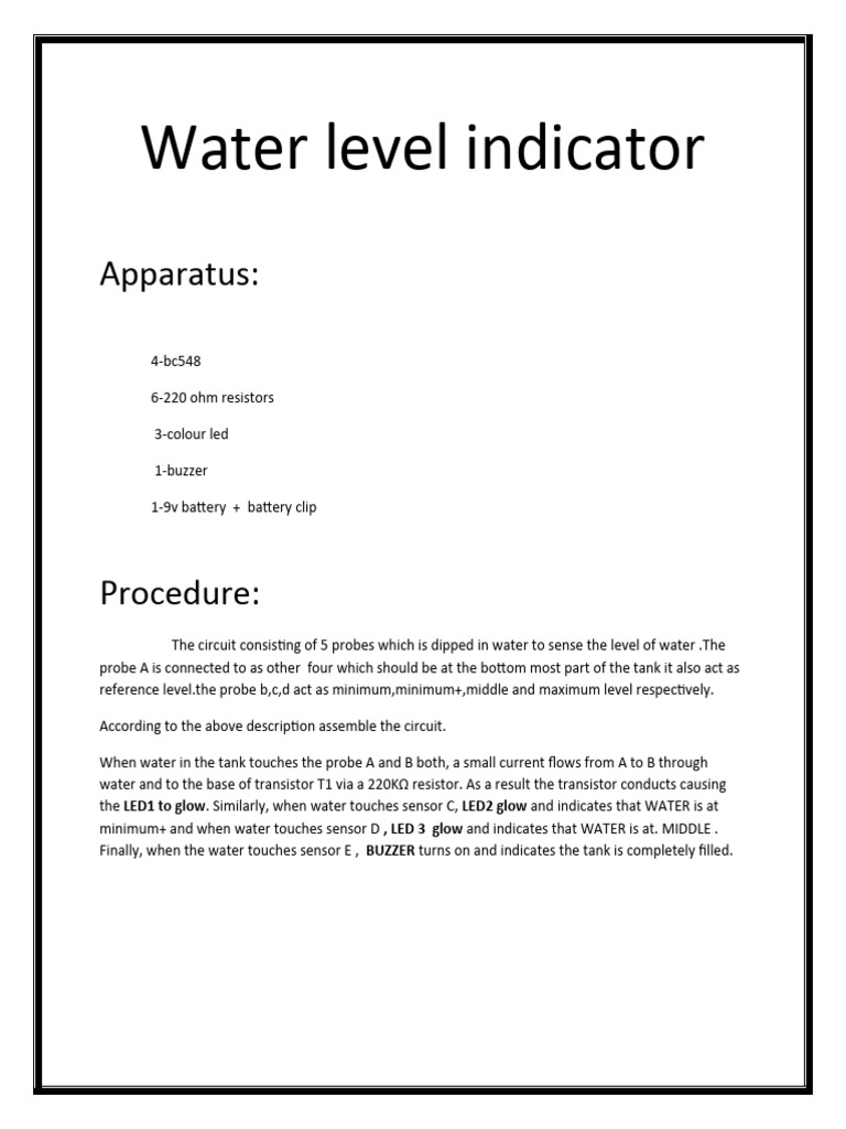 Water Level Indicator | PDF