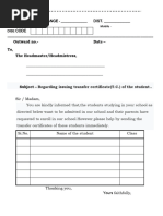 Sample Application Letter - School Transfer Certificate | PDF | Higher ...