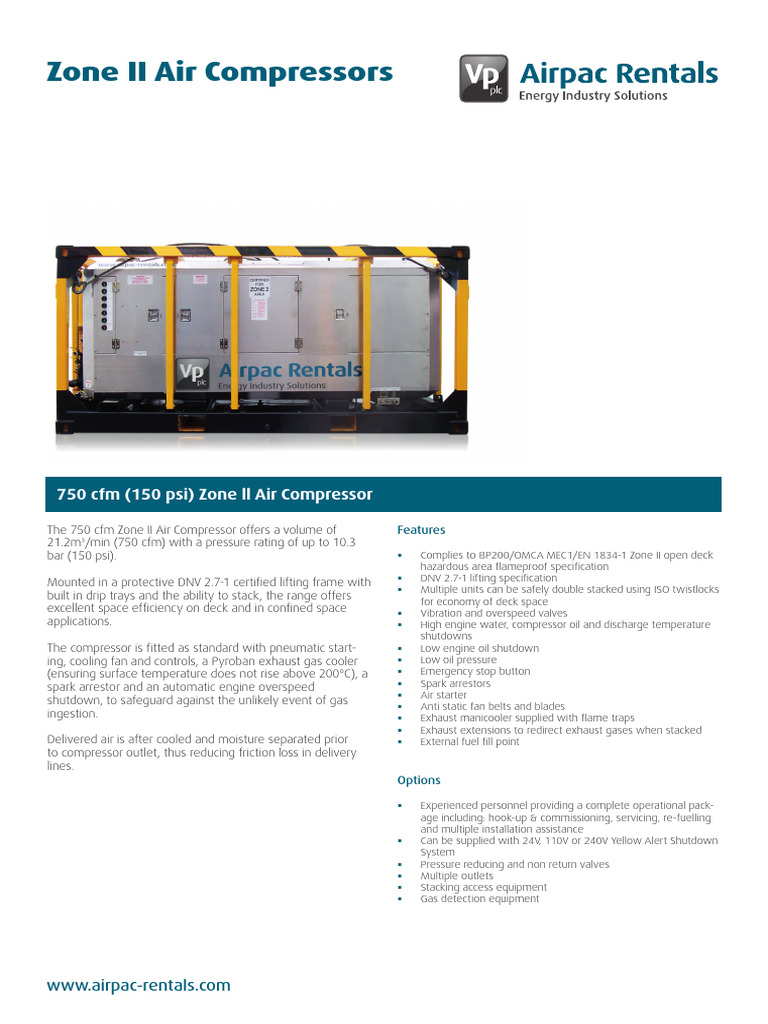Air Compressor Zone II 750 CFM 150 Psi Datasheet | PDF | Mechanical ...