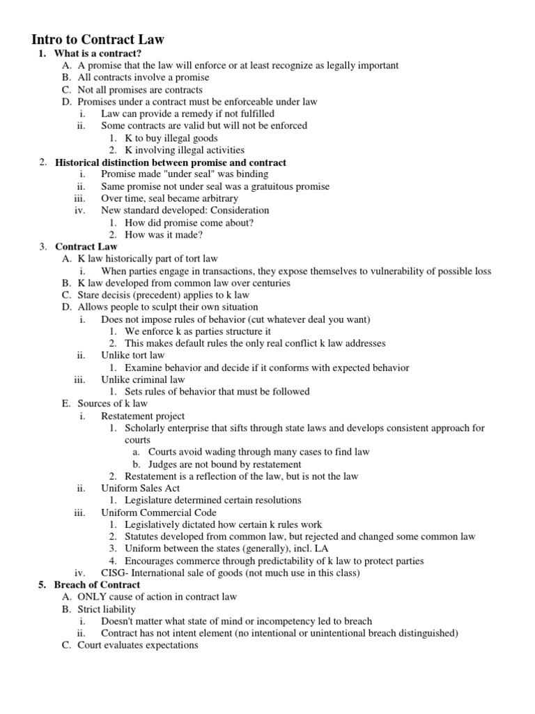 An Introduction to the Fundamental Concepts of Contract Law: Defining Contracts, Consideration ...