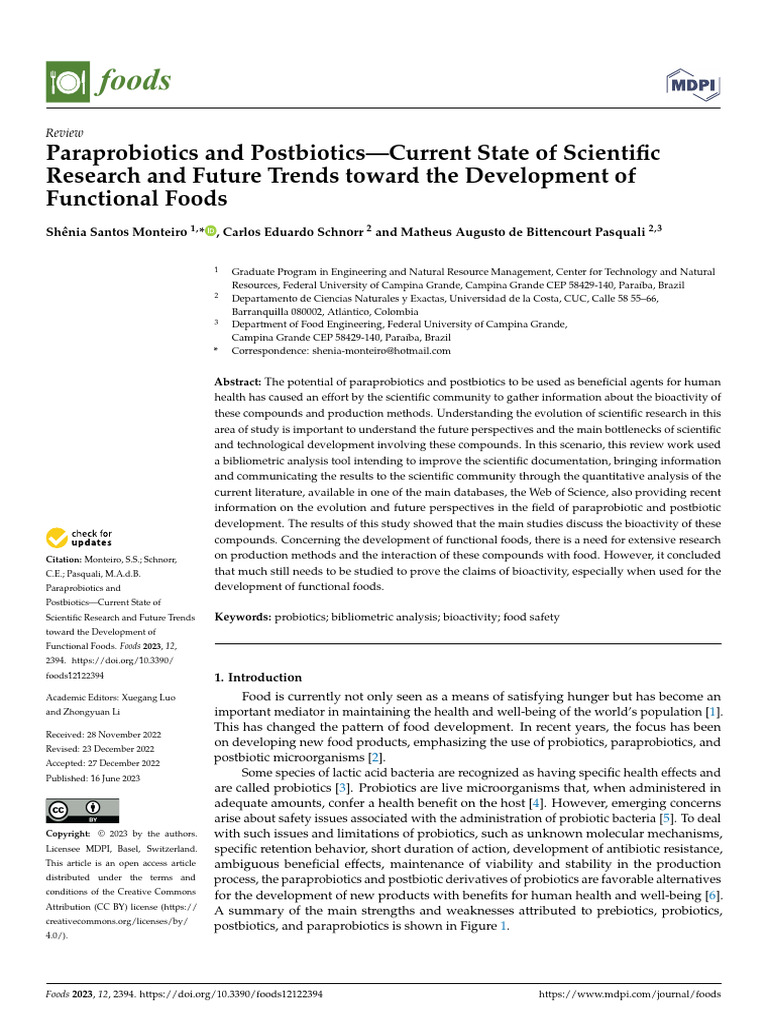 Paraprobiotics and Postbiotics-Current State of Scientific Research and ...