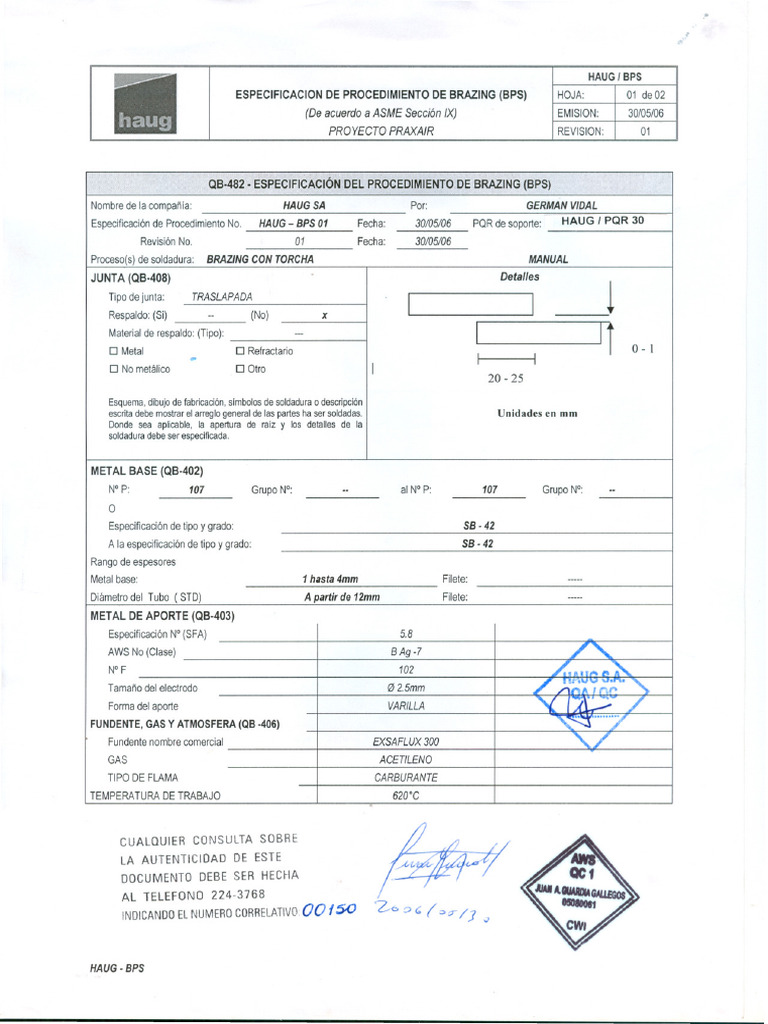 BPS-001 Soldadura de Cobre-Fuerte | PDF