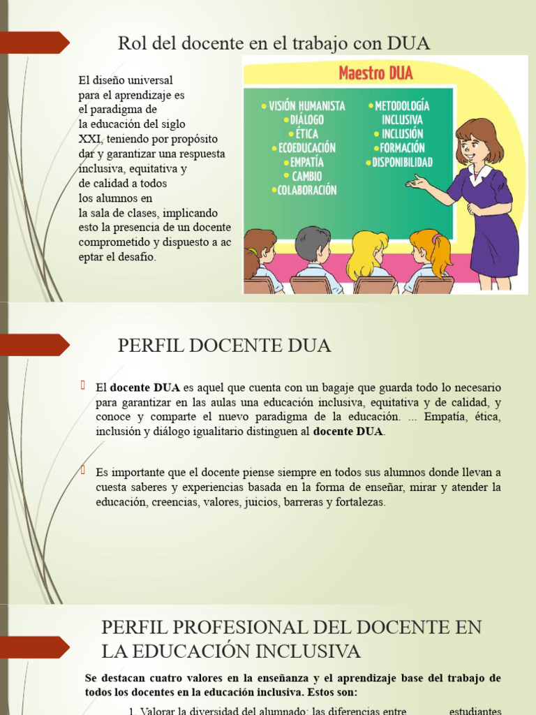 DUA Y EL ROL DOCENTE | PDF | Maestros | Enseñando